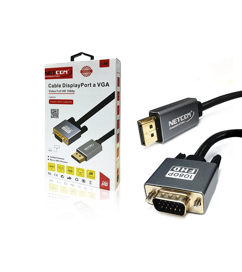 Cable DisplayPort a VGA de 1.8MT - Netcom PE-DP0173